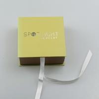 China Simple Paper Gift Packaging Box Silver Stamping Ribbon Closure Square Souvenir Gift Box for sale