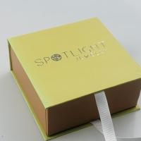 China Simple Paper Gift Packaging Box Silver Stamping Ribbon Closure Square Souvenir Gift Box for sale