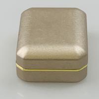 China Earring Necklace Paper Jewelry Box Rectangle Golden PU Leather With LED Lights Black Velvet Insert for sale