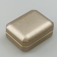 China Earring Necklace Paper Jewelry Box Rectangle Golden PU Leather With LED Lights Black Velvet Insert for sale