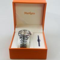 China Orange PU Leather Embossing Personalised Watch Boxes Matt Varnish for sale