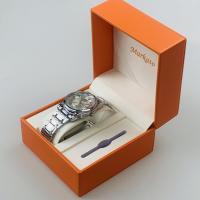 China Orange PU Leather Embossing Personalised Watch Boxes Matt Varnish for sale