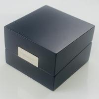 China PU Leather Insert Pillow Personalised Watch Boxes Black Square Lacquer Wooden MDF Slanted Opening for sale