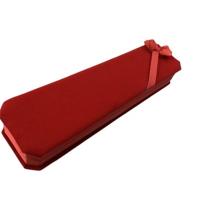 China Rectangle Velvet Jewelry Gift Boxes With Ribbon Rhombus Corner Plastic Necklace Box for sale