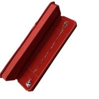 China Rectangle Velvet Jewelry Gift Boxes With Ribbon Rhombus Corner Plastic Necklace Box for sale