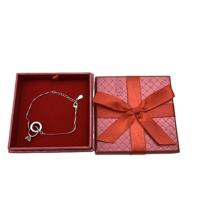 China Durable Paper Jewelry Gift Boxes With Ribbon Velvet Cardboard Insert Bracelet Box Packaging for sale