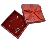 China Durable Paper Jewelry Gift Boxes With Ribbon Velvet Cardboard Insert Bracelet Box Packaging for sale