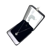 China Latch PU Leather Jewelry Box With Window Satin Cardboard Velvet Insert Necklace Gift Box for sale
