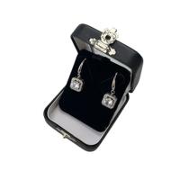 China Earrings Velvet Jewelry Gift Boxes PU Leather Latch With Window Cardboard Insert for sale