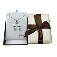 China Jewelry Gift Paper Hat Boxes With Ribbon Foam Cardboard Velvet Insert Necklace Display for sale
