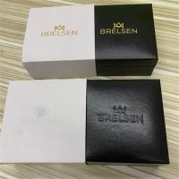 China Black Watch Gift Box With Paper Card Glass Leather Paper Foam Velvet Insert for sale