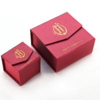 China Magnet Red Bracelet Gift Box Velvet Insert Ring Earring Jewelry Packaging for sale
