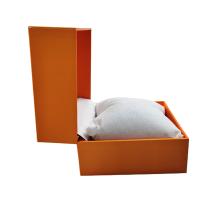 China Glossy Printing Paper Watch Box Orange Color Custom Logo With Foam Pillow for sale