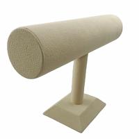 China Beige Velvet Necklace Jewelry Display Stand Handmade Customize 1 Tier for sale