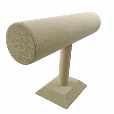 China Beige Velvet Necklace Jewelry Display Stand Handmade Customize 1 Tier for sale