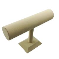China Beige Velvet Necklace Jewelry Display Stand Handmade Customize 1 Tier for sale