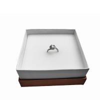 China Staylish Printed Paper Jewelry Ring Box Orange White Foil Stamping Logo for sale
