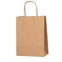 China Custom Kraft Paper Bag Small Brown White Adhesive Handle For Food Snack Packing for sale