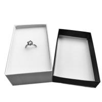 China Rectangle Grey White Print Paper Ring Box Foam Insert For Jewelry Storage for sale