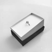 China Rectangle Grey White Print Paper Ring Box Foam Insert For Jewelry Storage for sale