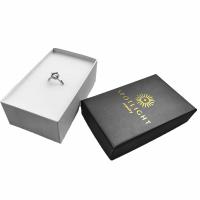 China Rectangle Grey White Print Paper Ring Box Foam Insert For Jewelry Storage for sale