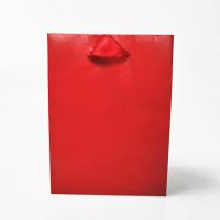 China Leather Paper Bright Red Small Gift Bag For Jewelry Shopping Custom Logo for sale