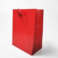 China Leather Paper Bright Red Small Gift Bag For Jewelry Shopping Custom Logo for sale