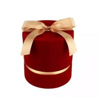 China Ribbon Round Velvet Gift Box Gold Foil Paper For Rose Packaging for sale
