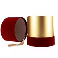China Ribbon Round Velvet Gift Box Gold Foil Paper For Rose Packaging for sale