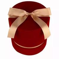 China Ribbon Round Velvet Gift Box Gold Foil Paper For Rose Packaging for sale