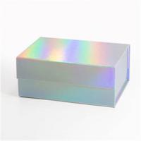 China Pendant Holographic Paper Box Silver Magnetic Closure Folded Packaging Box for sale