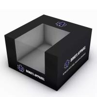 China PVC Window Paper Gift Packaging Box Black Glossy Printing For Baseball Cap for sale