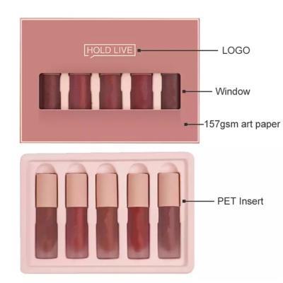 China Personalized Print Slide Lipstick Box Pink Oem Plastic Tray Insert Drawer Paper Gift Box for sale