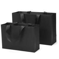 China White Black Brown Kraft Paper Bag Handmade Custom Logo Recycle With Ribbon Handle for sale