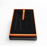 China Printing USB Black Orange Art Paper Gift Packaging Box UV Logo Velvet Slot Inside for sale