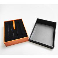 China Printing USB Black Orange Art Paper Gift Packaging Box UV Logo Velvet Slot Inside for sale
