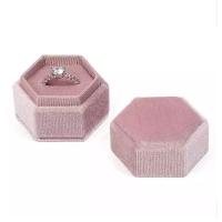 China Silky hexagonal round velvet ring box pink purple slot interior popular style custom design for sale