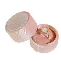 China Silky hexagonal round velvet ring box pink purple slot interior popular style custom design for sale