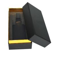 China Cardboard Black Perfume Cosmetic Gift Box Coated Paper Black Print Gold Card Paper Border With Eva Insert for sale