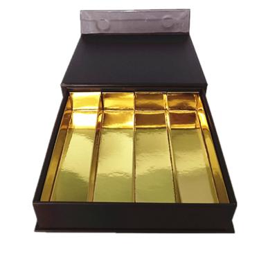 China Popular Designed Chocolate Packaging Box Brown Coated Paper Matt Lamination Gold Card Paper Insert With Magnetic Closure for sale