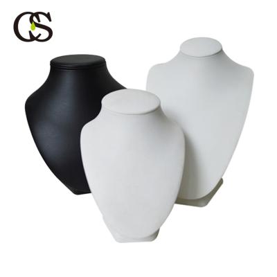 China Leather White Necklace Jewelry Display Stand MDF cover customized Size for sale