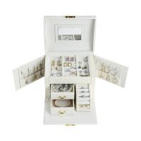 China Multilayer MDF White Leather Travel Jewelry Cases Box For Earring Pendant for sale