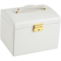 China Multilayer MDF White Leather Travel Jewelry Cases Box For Earring Pendant for sale
