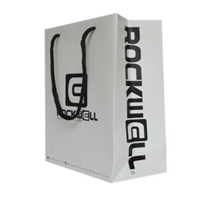 China Customized White Printed Paper Shopping Bags Gift Packaging For Clothes Shoes for sale