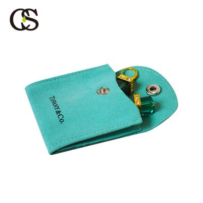 China Earring Bracelet Velvet Jewelry Pouch Blue customized With Button for sale