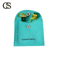 China Earring Bracelet Velvet Jewelry Pouch Blue customized With Button for sale
