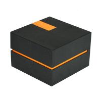China Square Black Leather Watch Case / Watch Box Gift Packaging handmade CMYK for sale