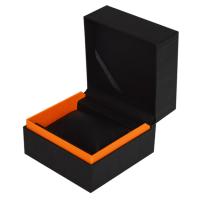 China Square Black Leather Watch Case / Watch Box Gift Packaging handmade CMYK for sale
