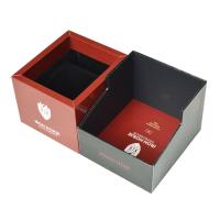 China MDF Black Red Printing Velvet Watch Box handmade Luxury Bracelet Gift Box for sale