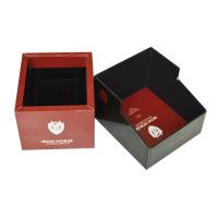 China MDF Black Red Printing Velvet Watch Box handmade Luxury Bracelet Gift Box for sale